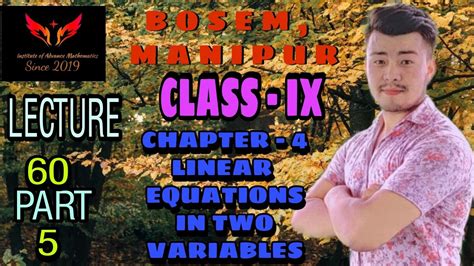 Bosem Class Ix Mathematics Chapter 4 Linear Equations In Two Variables Manipur Board