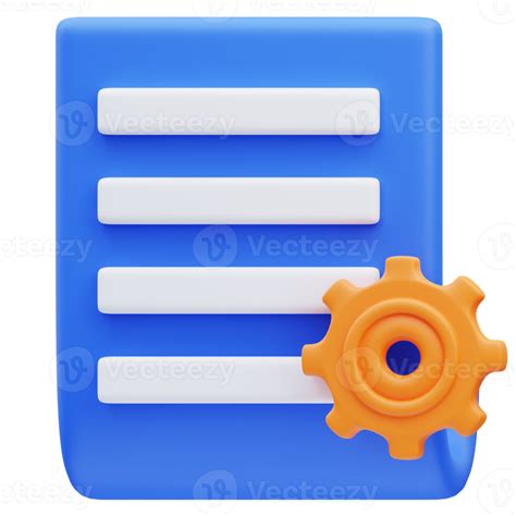 D Rendering Of Setting Document Icon Illustration PNG
