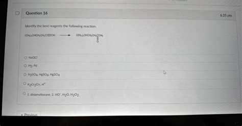 Solved Identify the best reagents the following reaction. | Chegg.com