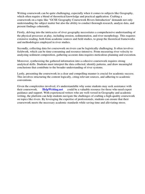 Gcse Geography Coursework Rivers Introduction Pdf River Erosion