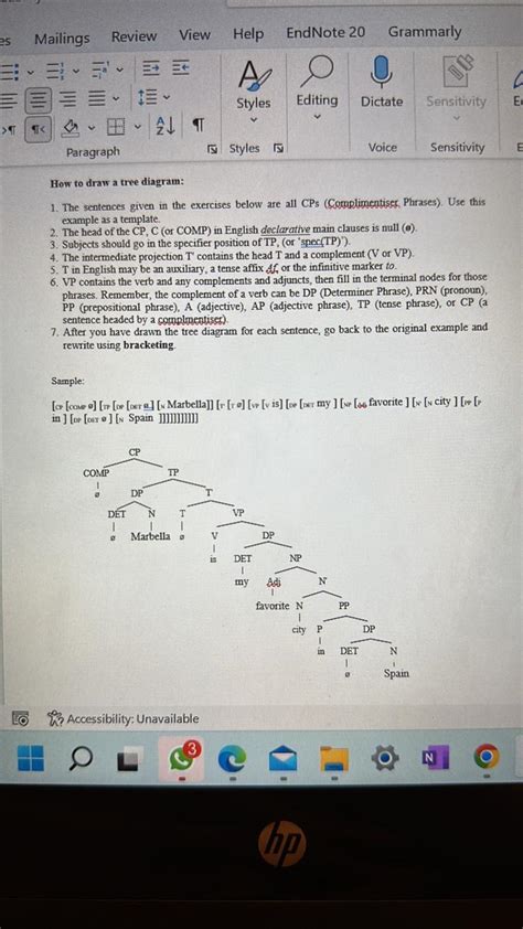 draw tree diagrams for the following sentences