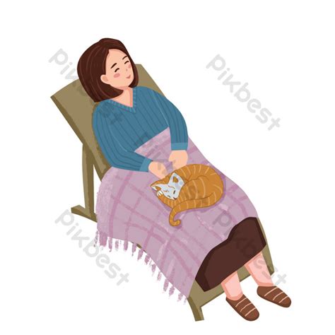 Lazy Girl And Cat PNG Images PSD Free Download Pikbest