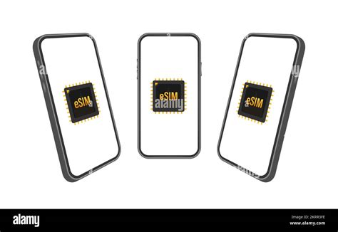 Esim Card Chip Sign Embedded Sim Concept New Mobile Communication Technology Vector Stock