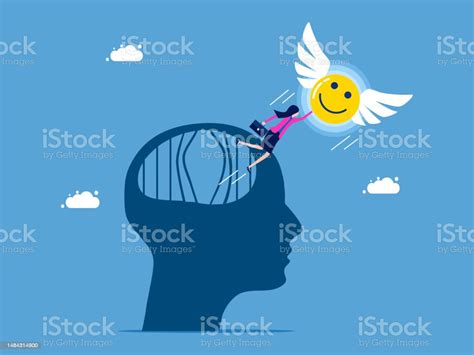 독립적 인 삶의 행복 낙관적 인 사업가가 뇌 감옥에서 탈출 감사에 대한 스톡 벡터 아트 및 기타 이미지 감사 개발 개선 Istock