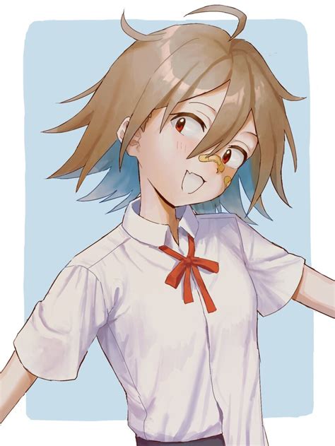 Yyu Ppi Yua Serufu Do It Yourself Highres 1girl Ahoge Bandaid Bandaid On Cheek Bandaid