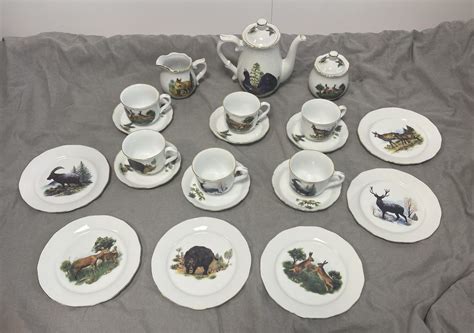 Фарфоровий чайний сервіз охота полювання вінтаж на 6 персон 4 500 грн Посуд кухонне