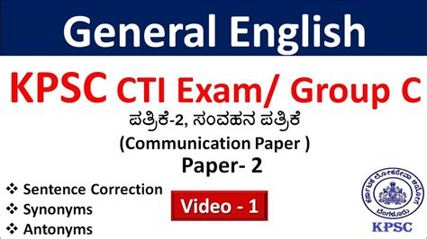 General English Sentence Correction Synonymsantonyms Kpscgroup Cpdofdasdactipart 1