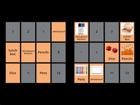 Matching Classroom Objects Matching Pairs