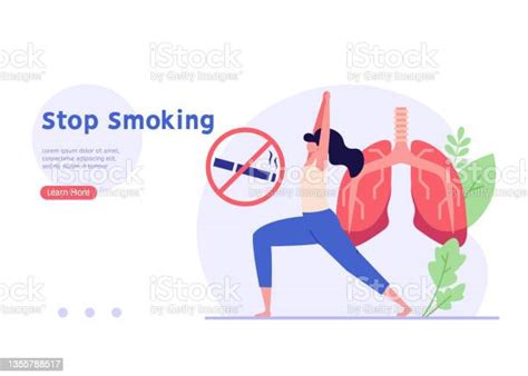 정지 표지판을 가진 여자는 흡연을 종료합니다 새로운 건강 생활을 가진 전 흡연자 금연 건강한 습관의 개념 담배의 날이 없습니다 현대 플랫 만화 디자인의 벡터 일러스트레이션