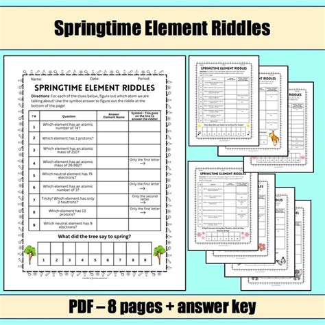 Springtime Element Riddles Decoder Activity Decoding Activities