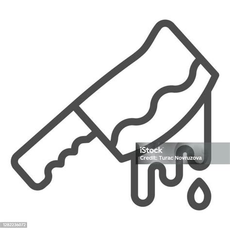 블러드 라인 아이콘 할로윈 컨셉 흰색 배경에 피 묻은 칼 기호 모바일 개념 및 웹 디자인을위한 윤곽 스타일에서 혈액 방울 아이콘무기 벡터 그래픽 강철에 대한 스톡 벡터 아트