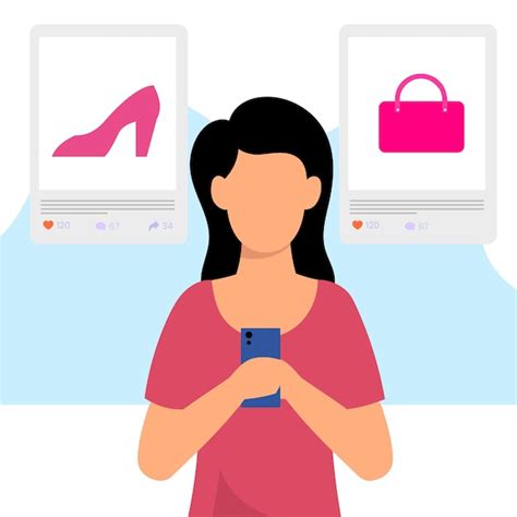 Premium Vector Illustration Of A Woman Using A Mobile Phone Vector