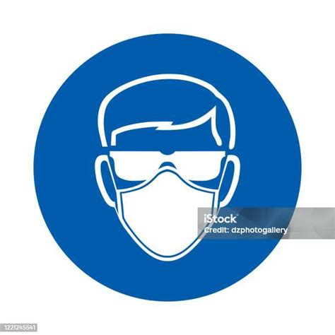 안전 안경과 마스크는 기호 또는 기호를 착용해야 합니다 표준 Iso 7010 벡터 디자인 흰색 배경에 격리 보호안경 보호용