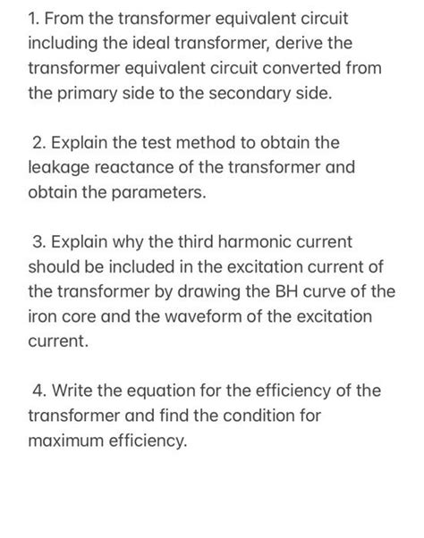 Solved From The Transformer Equivalent Circuit Including Chegg