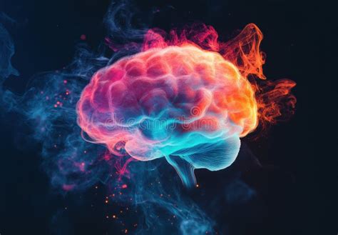 Abstract Digital Brain Pink Blue And Orange Glowing Neural Network