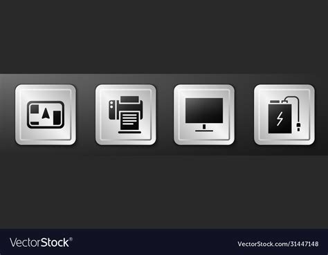 Set Gps Device With Map Printer Computer Monitor Vector Image