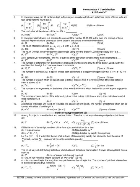 Permutation And Combinations 2 Pdf Numbers Permutation