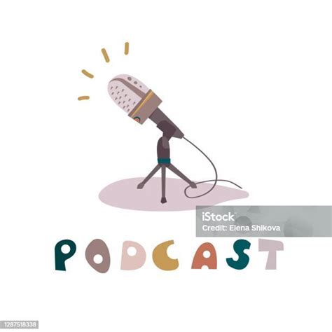 팟 캐스트 커버 아트 디자인 미디어 호스팅 낙서 그리기 마이크 아이콘입니다 미디어 도구 사운드 녹음 장치 가공의 인물에 대한