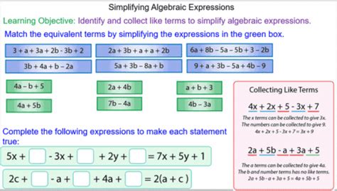 Simplifying Expressions By Collecting Like Terms Mr Mathematics