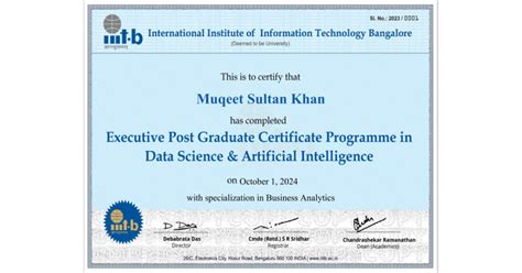 Muqeet Sultan Khan On Linkedin Executive Post Graduate Certificate