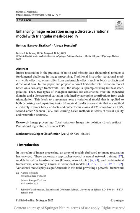 Enhancing Image Restoration Using A Discrete Variational Model With Triangular Mesh Based Tv