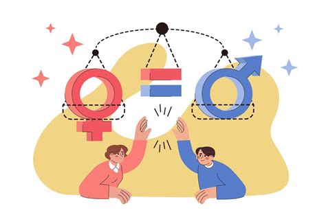 Equality Between Man And Woman With Female And Male Gender Sign On