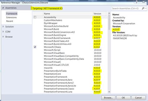 c targeting framework 4 5 only sees 4 0 references stack