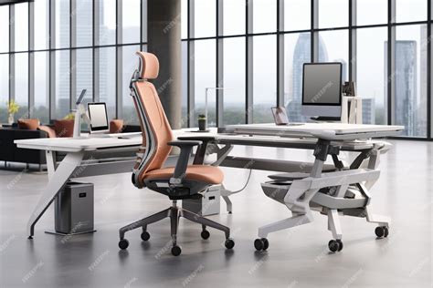 Office With Ergonomic Workspace Setup Premium Ai Generated Image