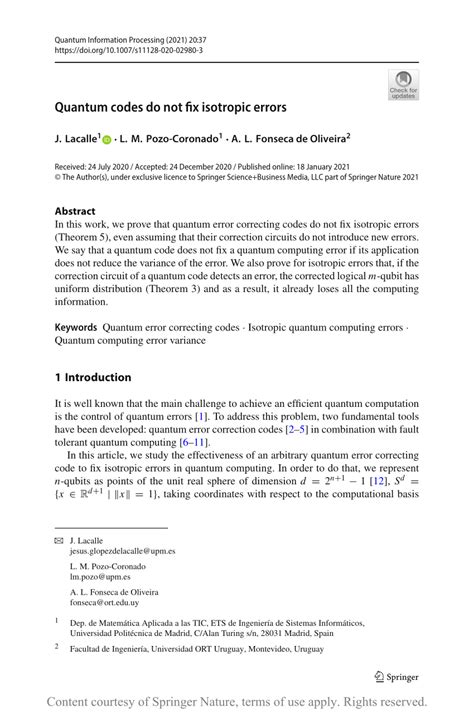 quantum codes do not fix isotropic errors request pdf