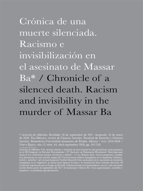 Crónica De Una Muerte Silenciada Racismo E Invisibilización En El