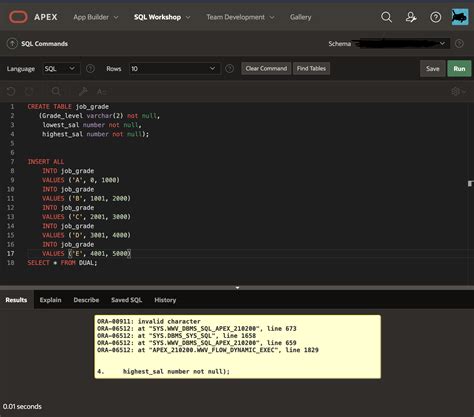 Doing Tutorial Exactly And Still Getting An Error Cant Create The Table Or Insert The Data