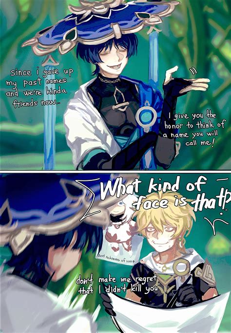 Aether Scaramouche Paimon And Wanderer Genshin Impact Drawn By Thijikoy Danbooru