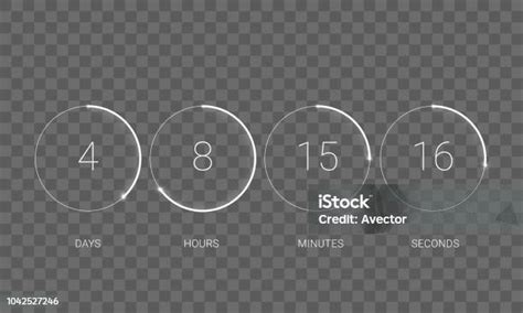 Ui 카운트 다운 시계 카운터 타이머입니다 디지털 벡터 투명 한 배경에 원 시간 원형 다이어그램으로 원형 보드 다운 카운트 일 시간 분 및 초 웹 페이지 템플릿 디자인의
