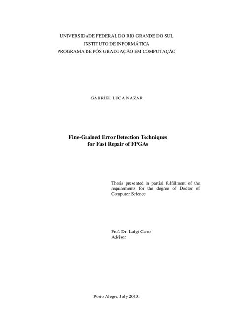 Pdf Fine Grained Error Detection Techniques For Fast Repair Of Fpgas