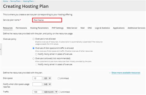 how to create a plesk subscription package
