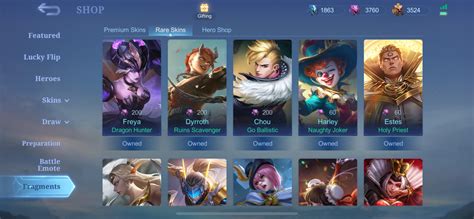 Rare Fragments Shop Update R Mobilelegendsgame