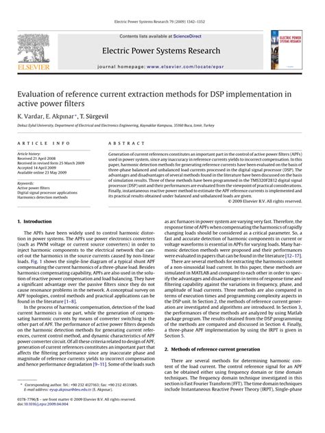 Pdf Evaluation Of Reference Current Extraction Methods For Dsp
