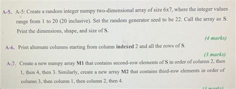 Solved 5 A 5 Create A Random Integer Numpy
