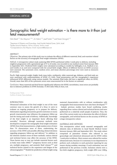 Sonographic Fetal Weight Estimation Pdf