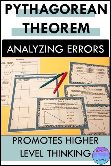 Three Posters With Text That Says Pythagorean Theorem Analyzing Errors Promote Higher Level