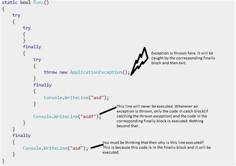 try catch nested try finally in c stack overflow