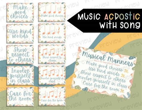 Classroom Rules Music Manners Song Calm Colors Tpt