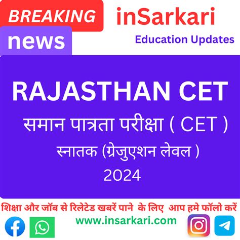 rajasthan cet 2024 राजस्थान सीईटी स्नातक लेवल का नोटिफिकेशन जारी