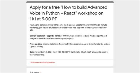 Were Hosting A Free Workshop On Building Your Own Advanced Voice With