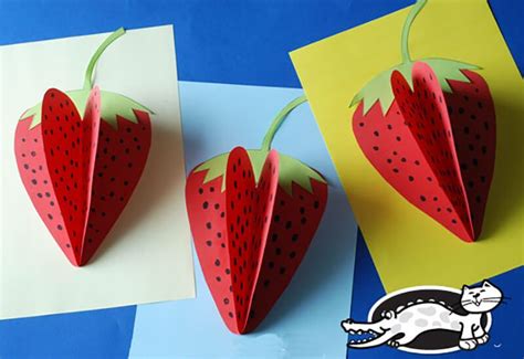 Аппликация Фрукты и Ягоды из бумаги Объемная аппликация из бумаги для детей Strawberry Crafts