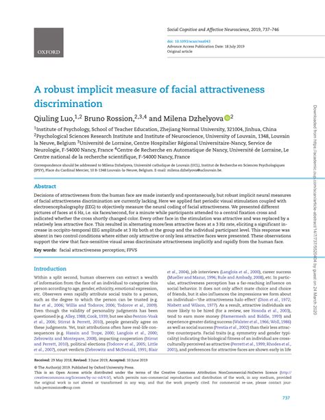 Pdf A Robust Implicit Measure Of Facial Attractiveness Discrimination