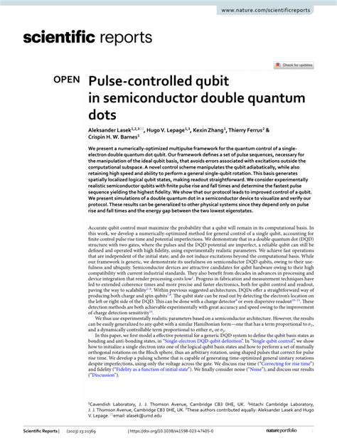 Pdf Pulse Controlled Qubit In Semiconductor Double Quantum Dots