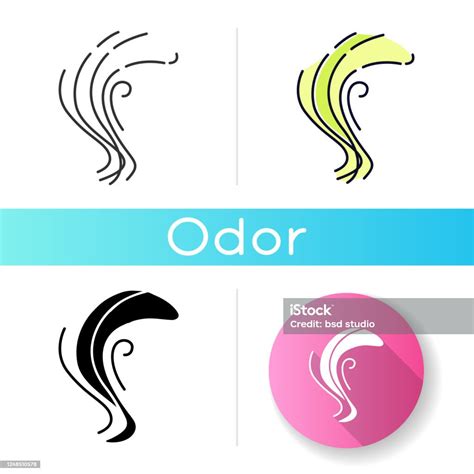 냄새 아이콘 나쁜 냄새 향수 향기 악취 구름 악취 가스 향기 곡선 연기 스트림 연기 소용돌이 증발 리니어 블랙 및 Rgb 색상 스타일 격리된 벡터 그림 0명에 대한 스톡