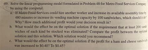 Solved Solve The Linear Programming Model Formulated In Chegg
