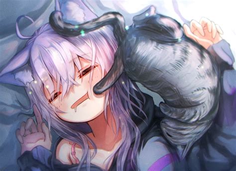 Nekomata Okayu Nekomata Okayu And Temari Hololive Drawn By Yoharu Tao Danbooru